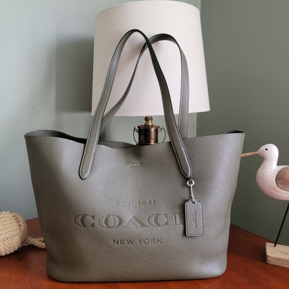 Coach | Bags | Coach Cameron Tote Bag Green Pebbled Leather W Embossed ...